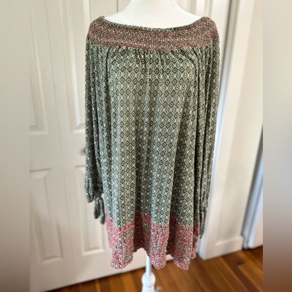 Tops | Rayonspandex Embroidered Trim 34 Sleeve With Ties Falls Bellow ...